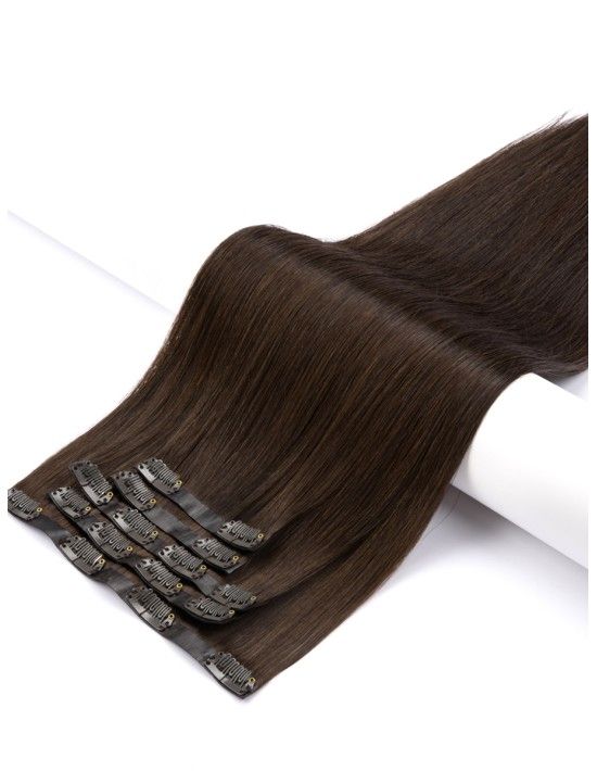 Hair Extension Clip Brun Foncé - Seamless - Simple et Rapide